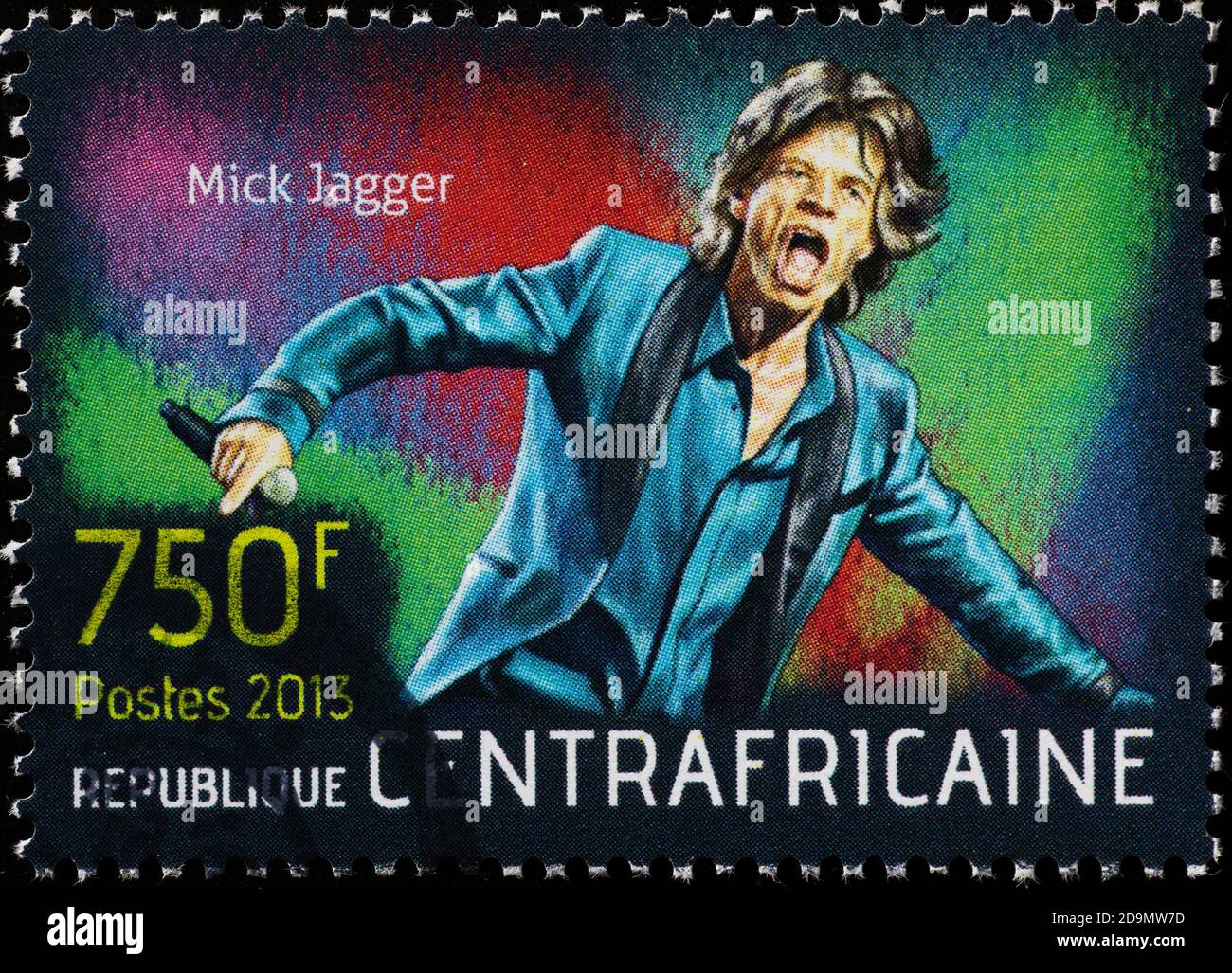 Mick Jagger in concert on postage stamp Stock Photo - Alamy