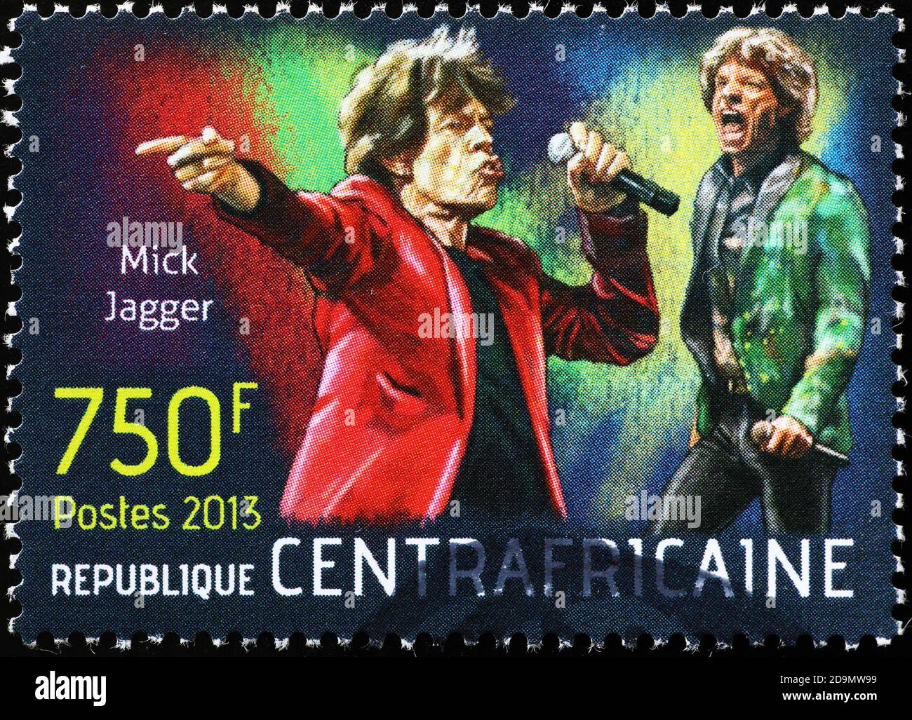 Mick Jagger singing on postage stamp Stock Photo - Alamy