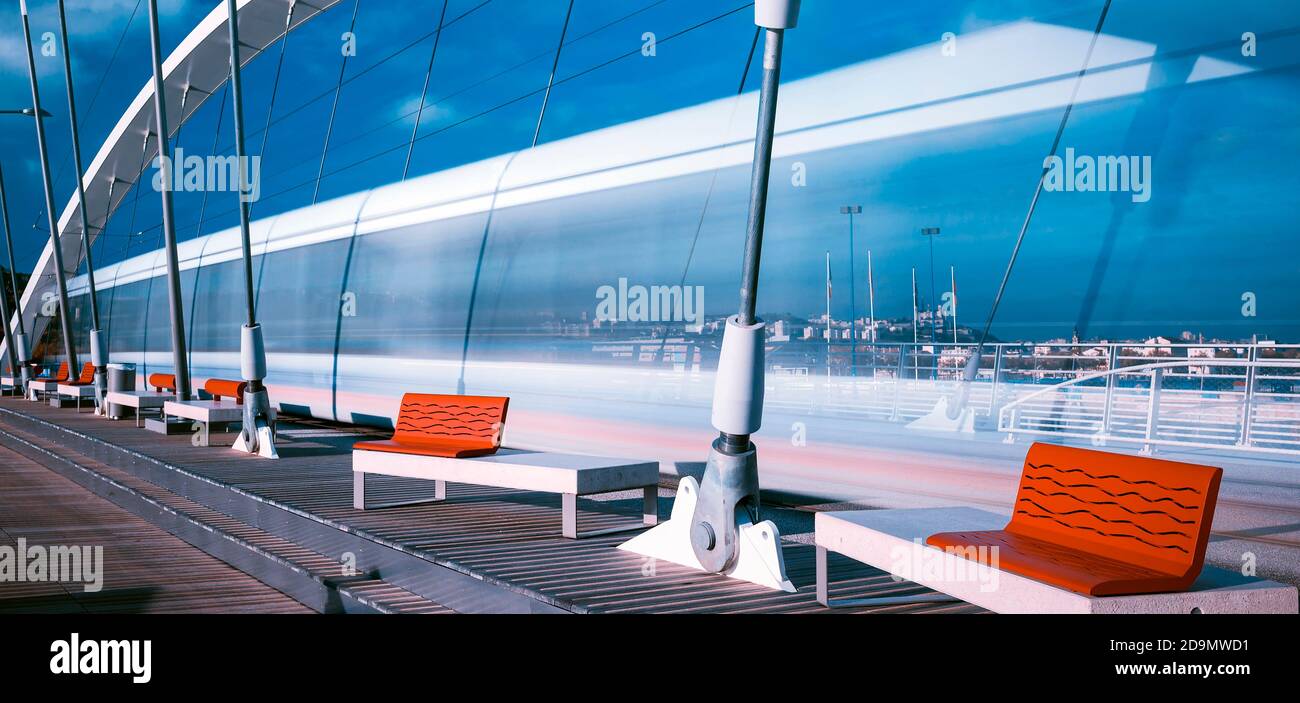 Tramway crossing the bridge, Lyon, France Stock Photo - Alamy
