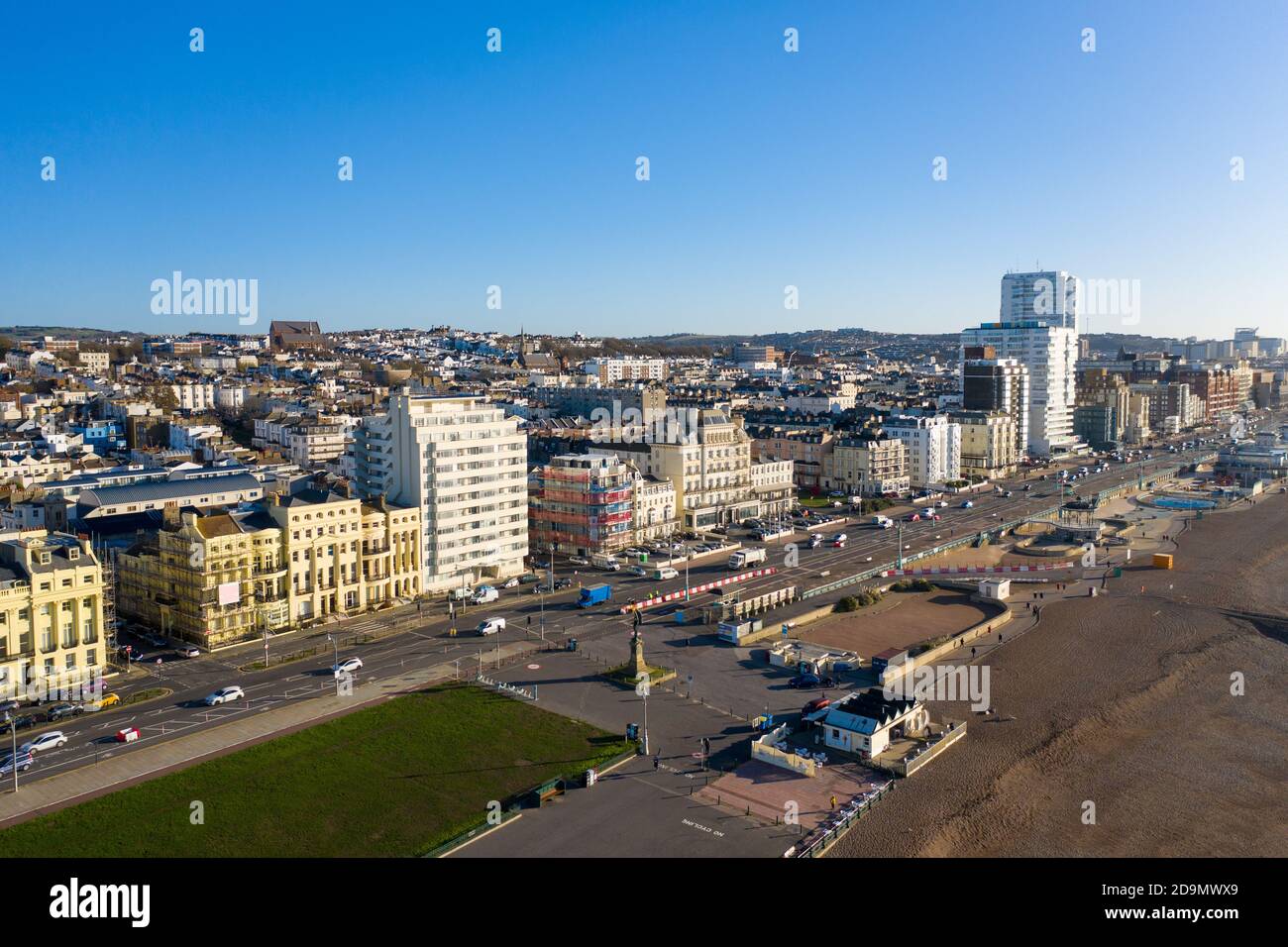 Aerial photo of Brighton and Hove seafront showing the elegant ...