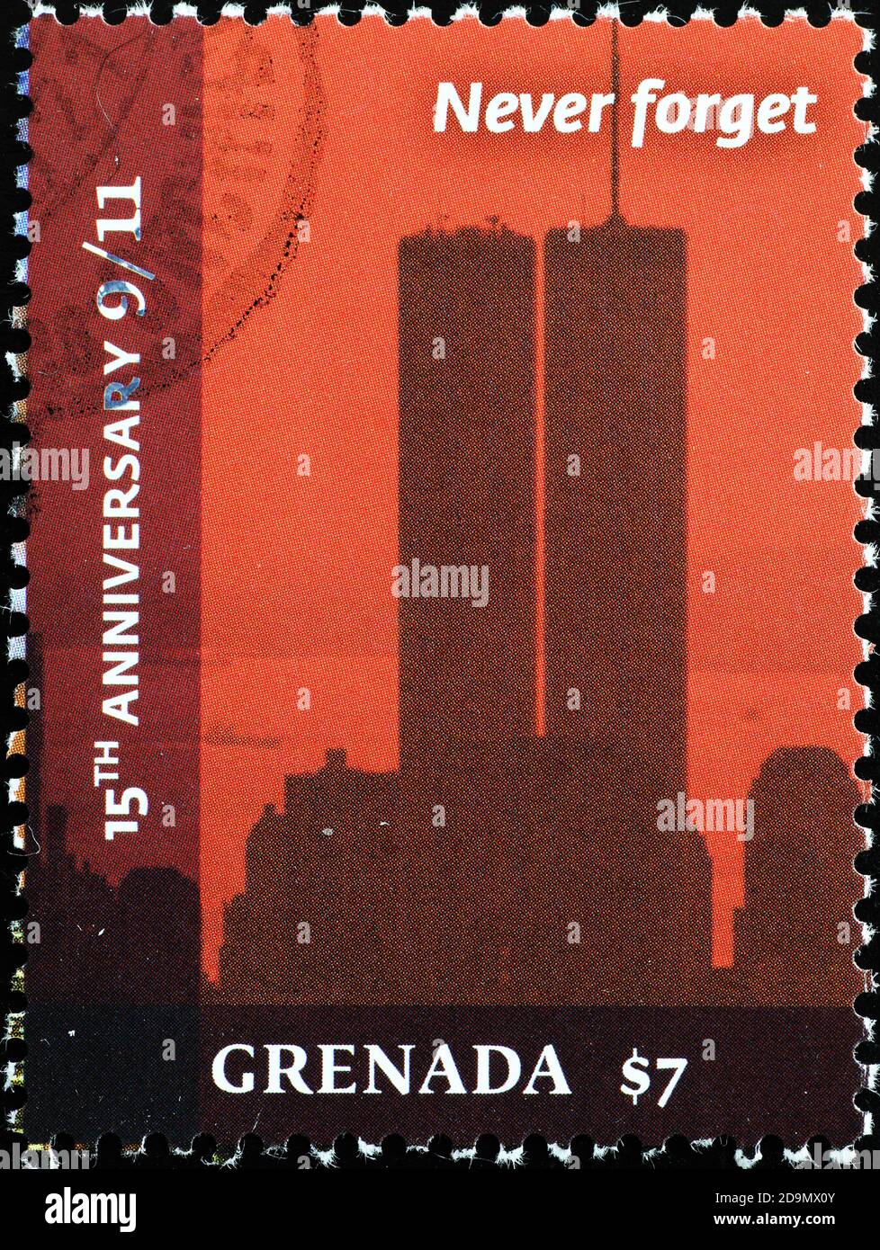 Remembrance of 9-11 attacks on postage stamp Stock Photo - Alamy