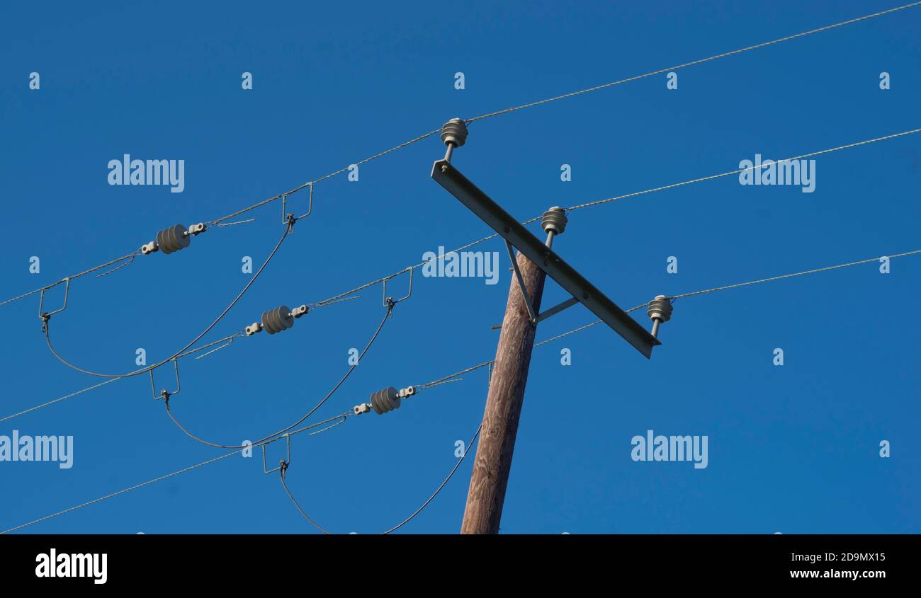 Electricity pylons in a rural area of Ceredigion,Wales,UK Stock Photo ...