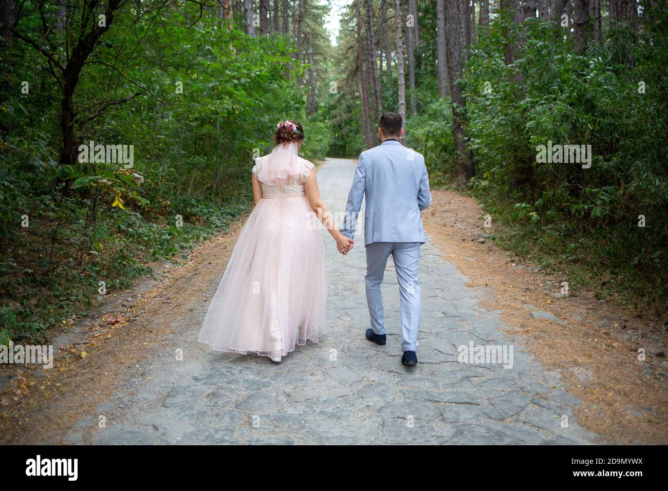 Back view of a young couple on their wedding day Stock Photo - Alamy