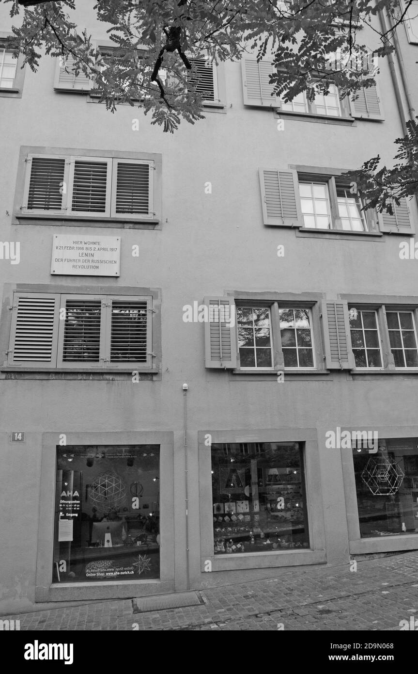 Zürich/Switzerland: Zürich city: Lenin lived in 1916/17 here in this ...