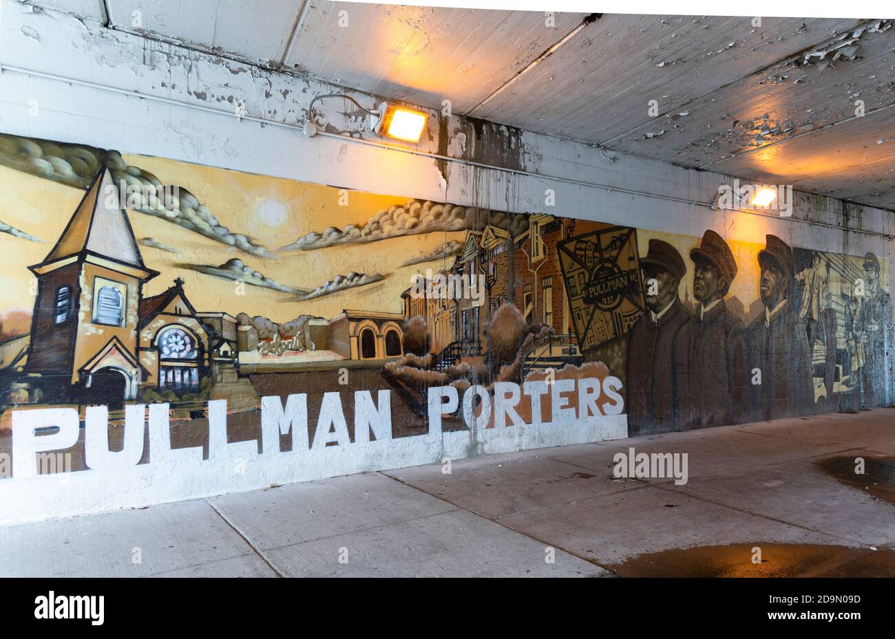 Pullman Porter murals painted in a Chicago underpass near Pullman Park ...