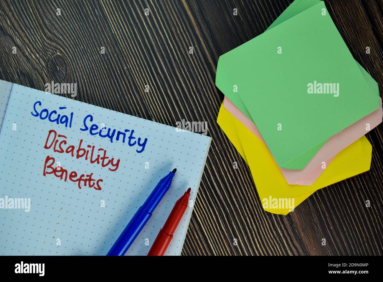 Social Security Disability Benefits write on sticky note isolated on ...