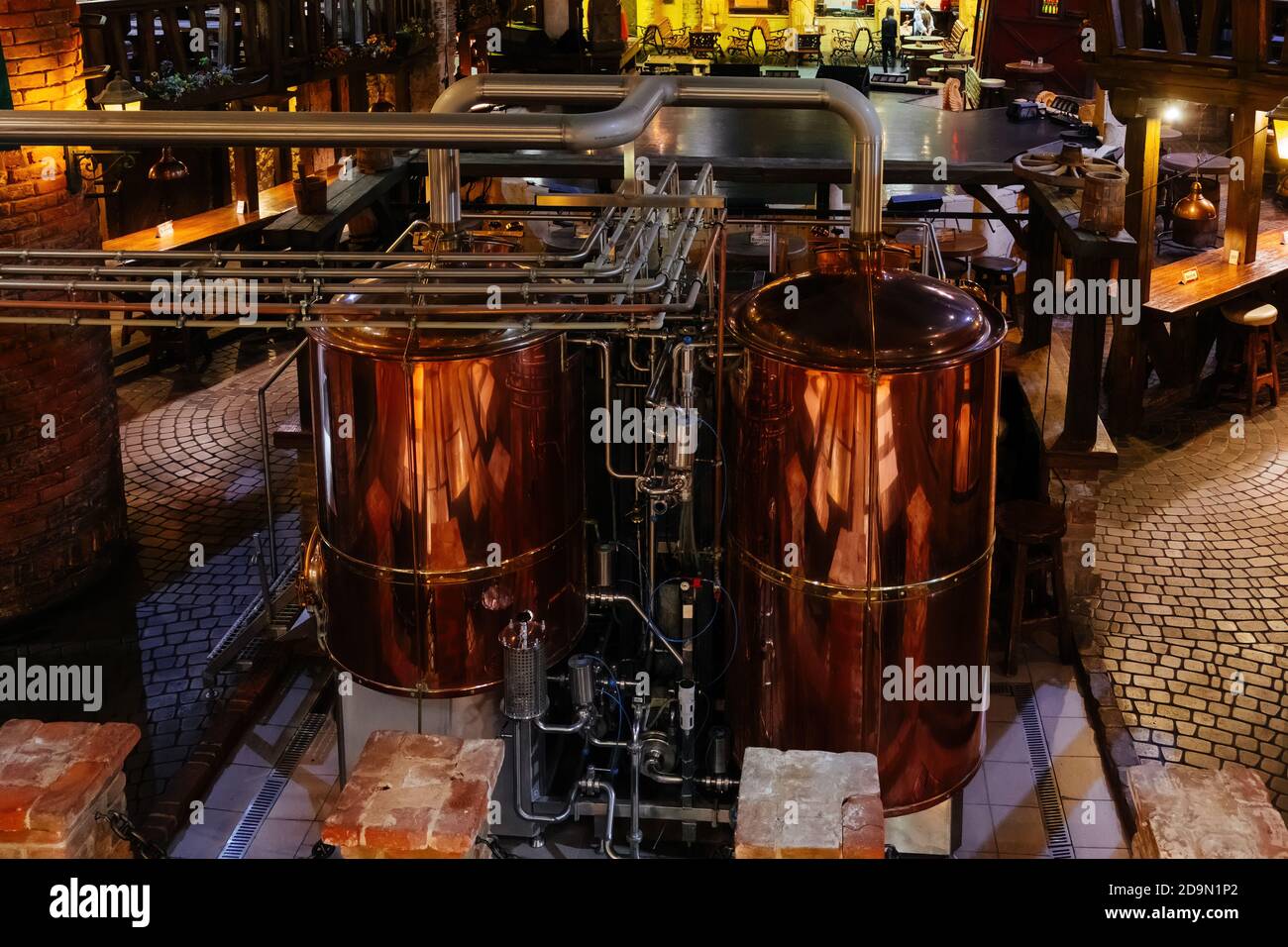 Craft beer production line in private microbrewery Stock Photo - Alamy