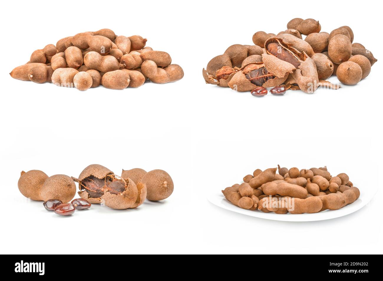 Collage of Tamarind close-up on white Stock Photo - Alamy