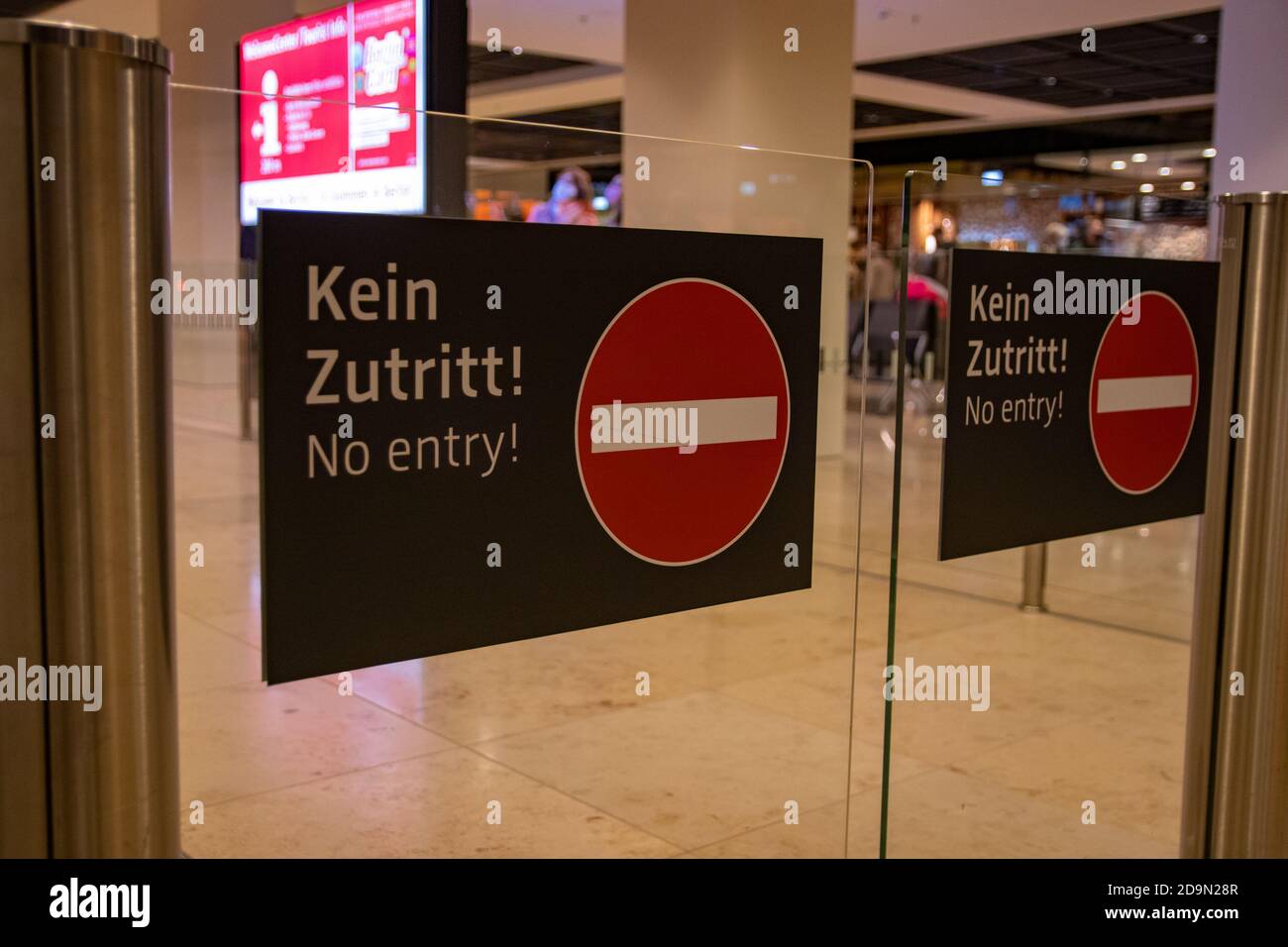 Schönefeld, Germany - November 1, 2020 - No entry (german: Kein Zutritt ...