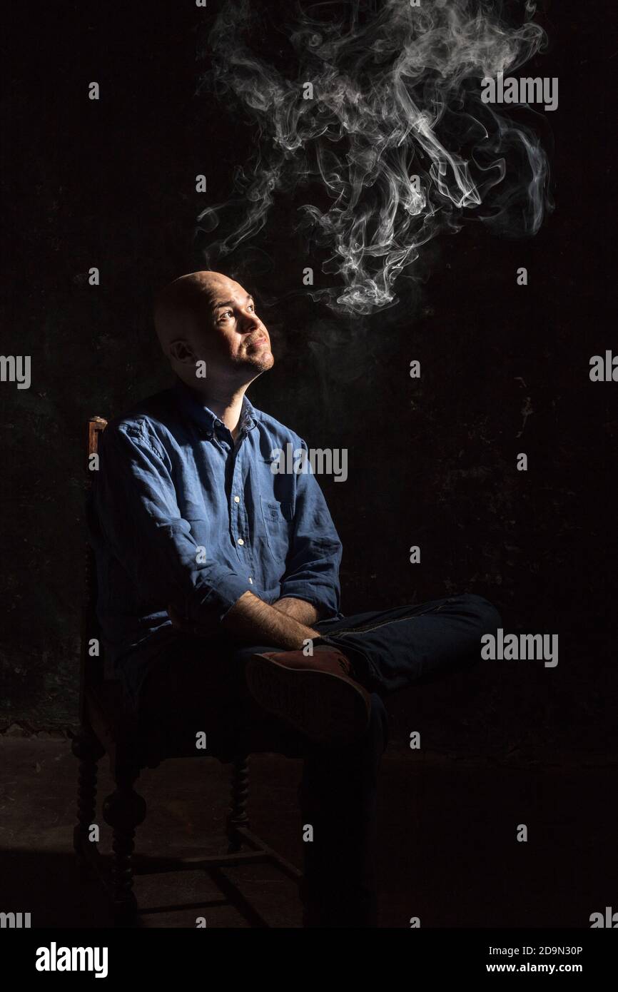 Portrait smoking bald man hi-res stock photography and images - Alamy