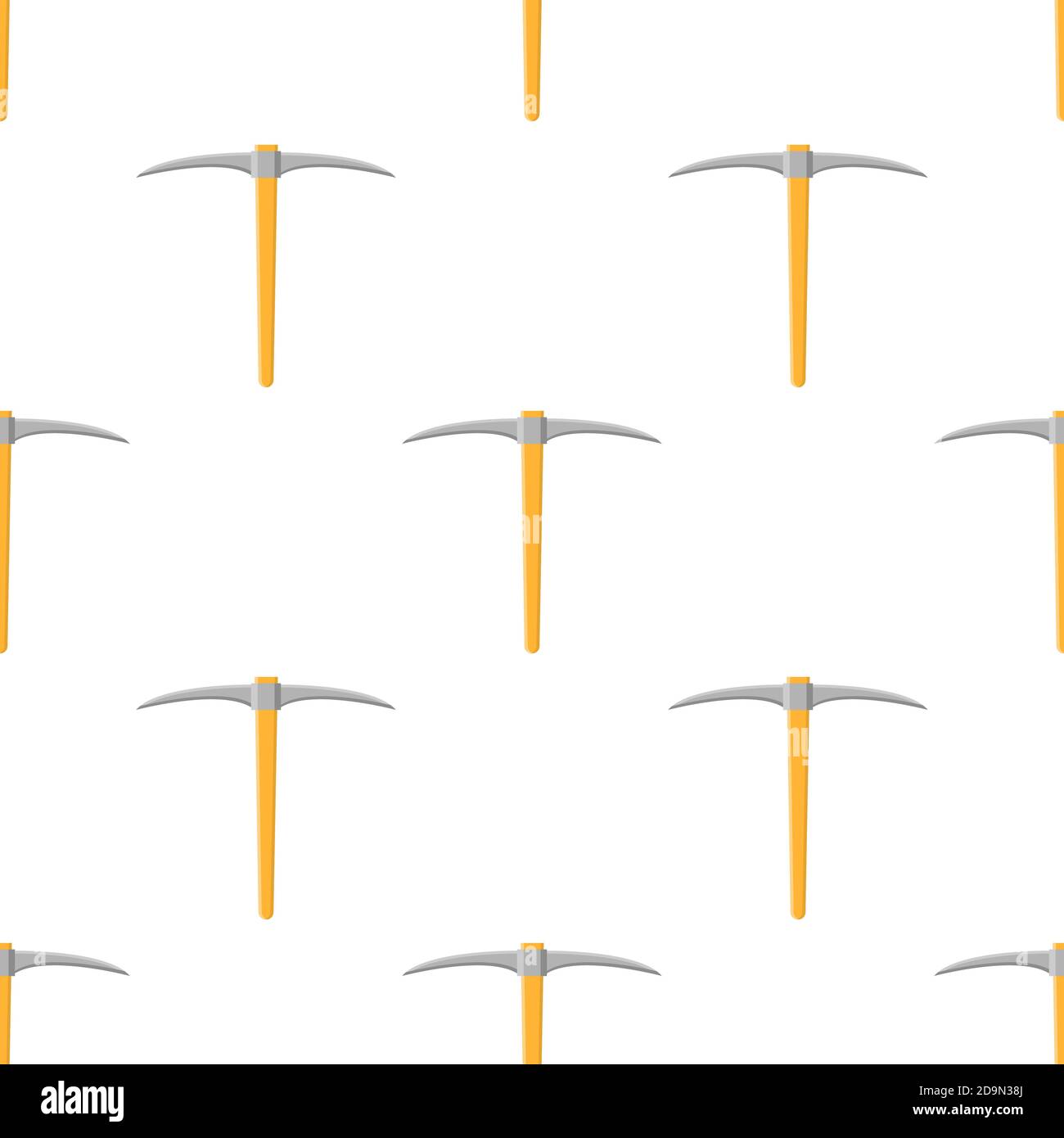 Seamless pattern with cartoon pickaxe on white background. Gardening ...