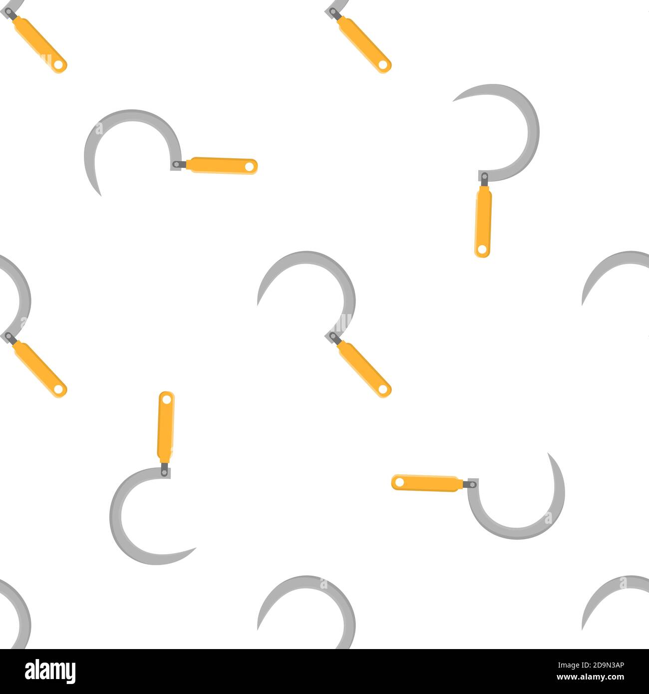 Seamless pattern with cartoon garden hand sickle on white background ...