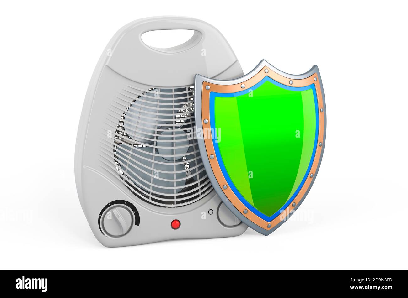 Fan heater with shield, 3D rendering isolated on white background Stock ...