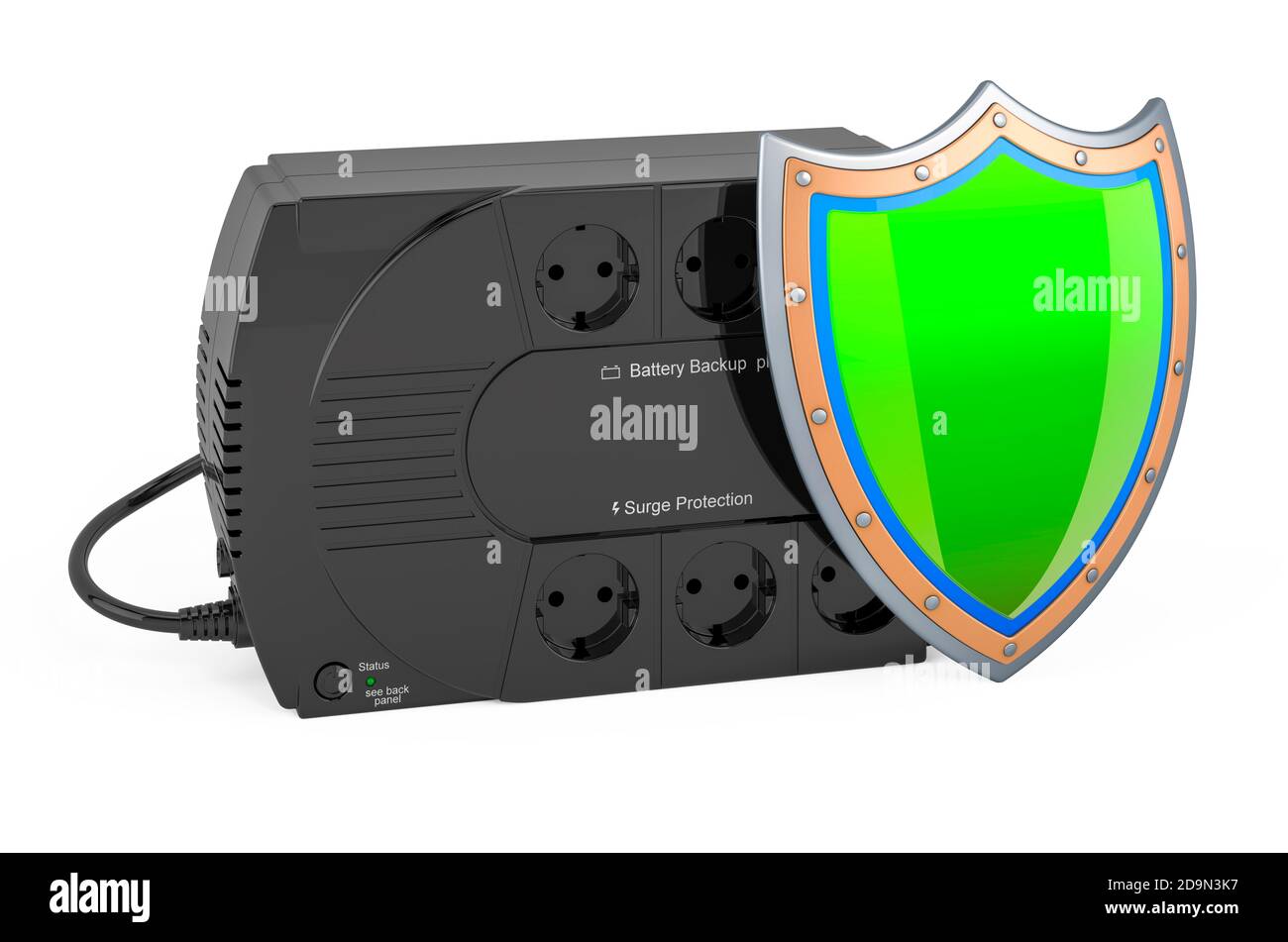 Uninterruptible power supply UPS, 3D rendering isolated on white ...