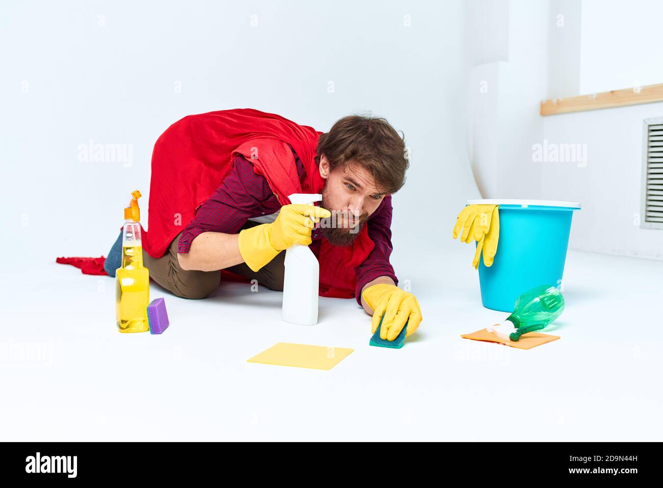fun cleaner cleaning supplies washing floor housework Stock Photo - Alamy