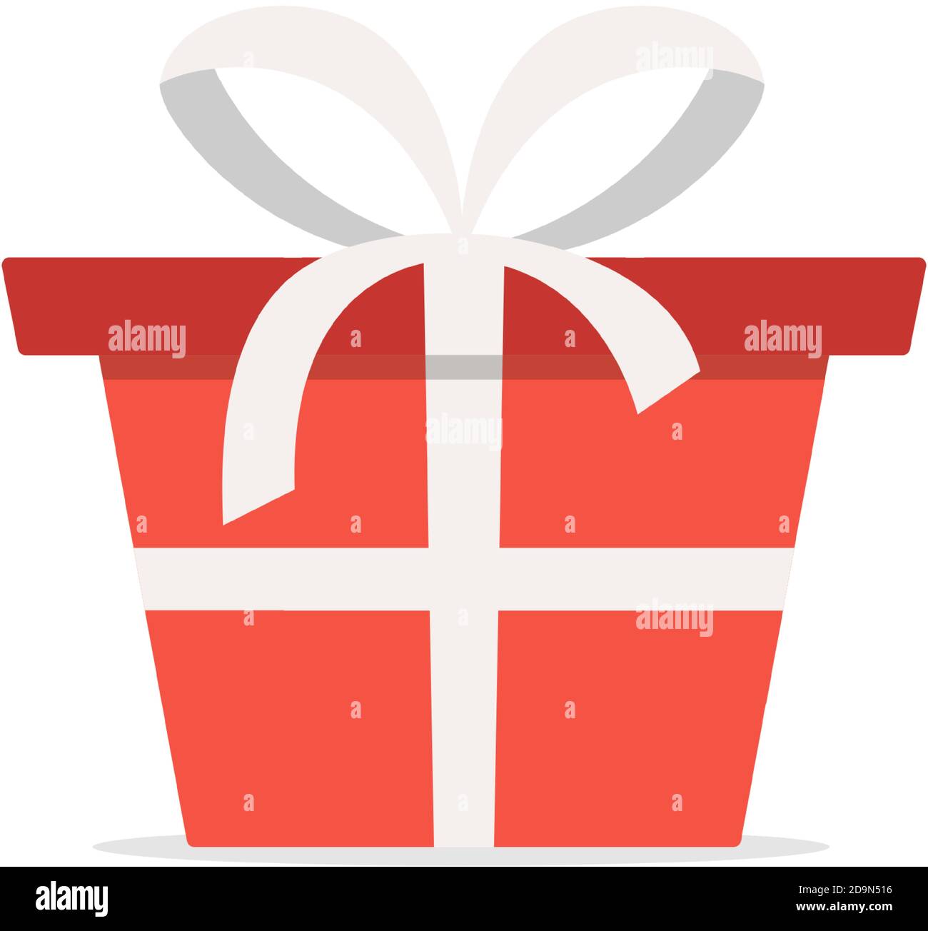 red gift box with white ribbon. Flat cartoon vector illustration icon ...