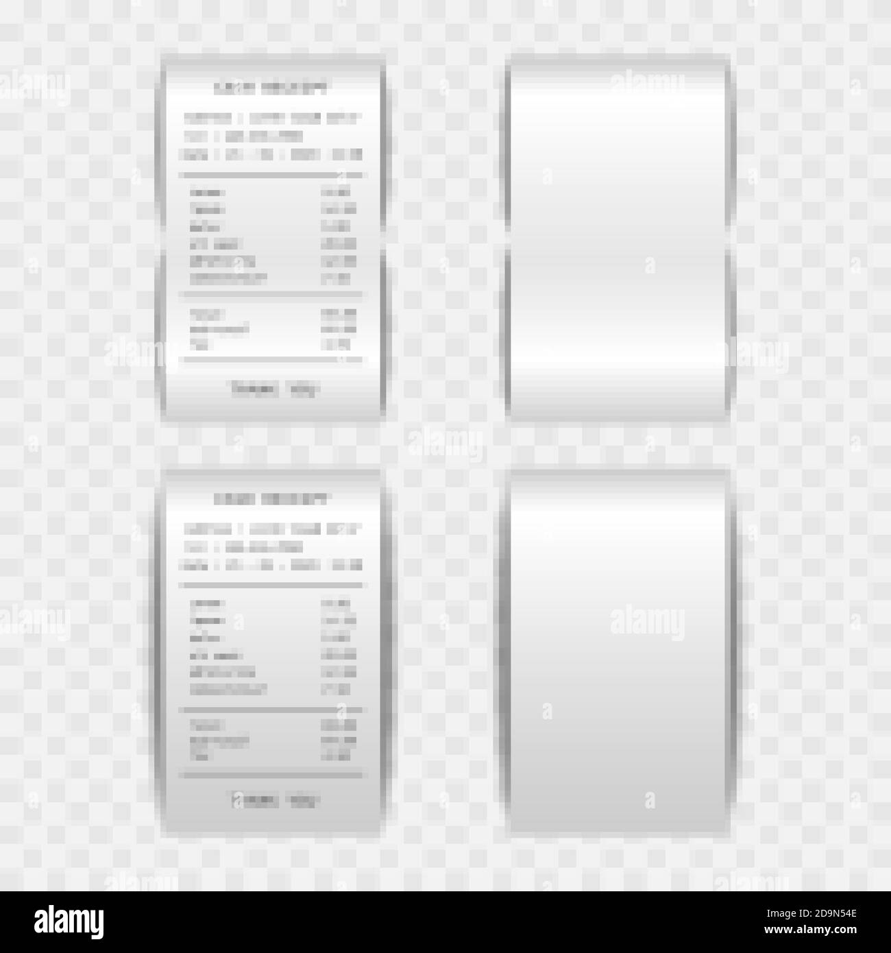 Paper bill cash receipt isolated on transparent background, vector ...
