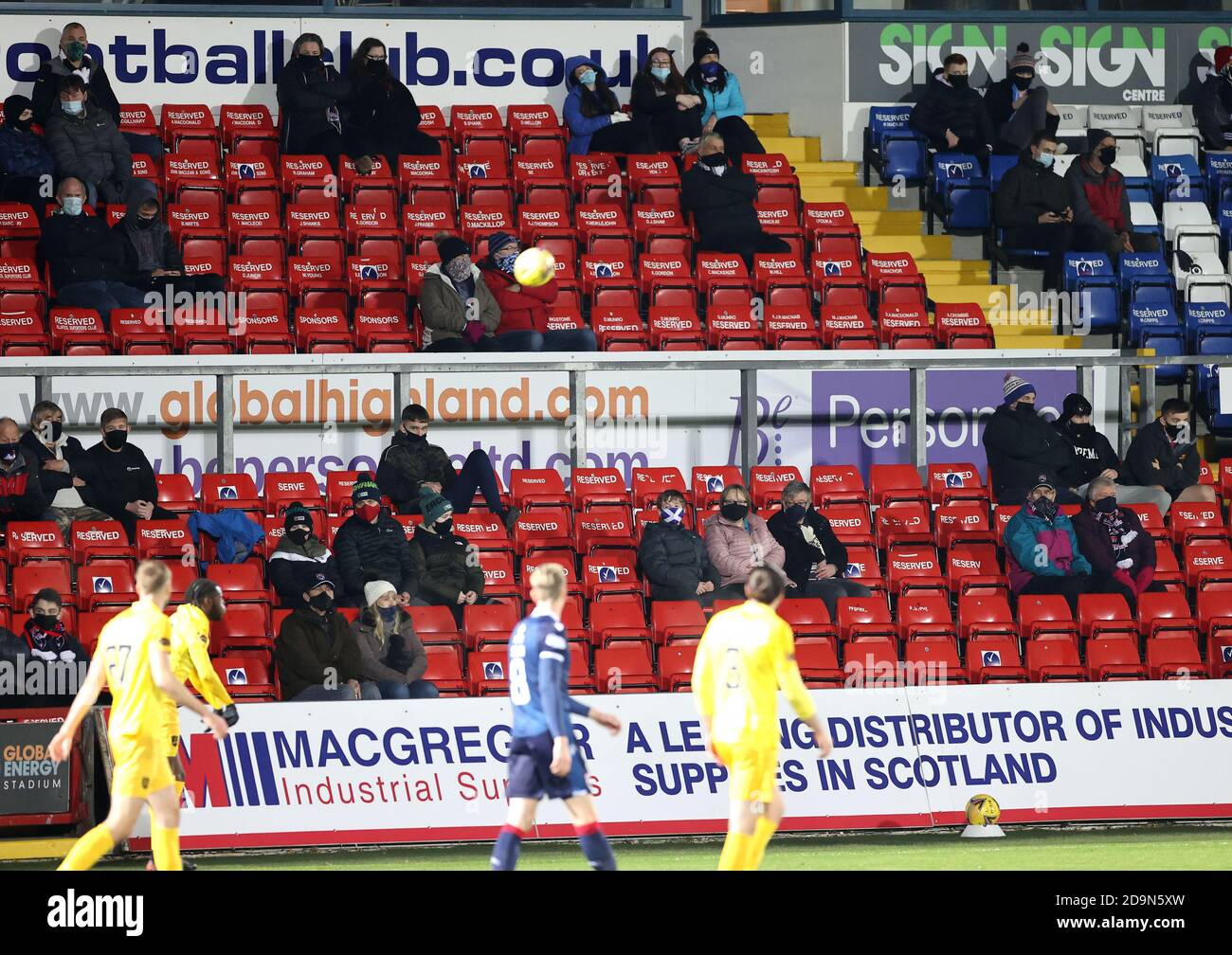 Fans in the stands watch the action during the Scottish Premiership ...