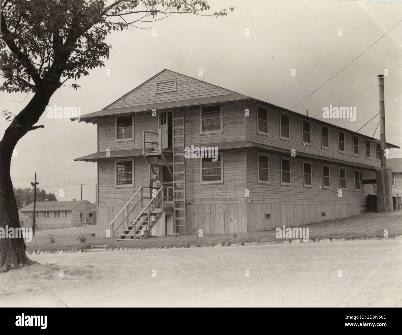 1940s EXTERIOR OF TYPICAL WORLD WAR 2 ERA UNITED STATES MILITARY ARMY ...