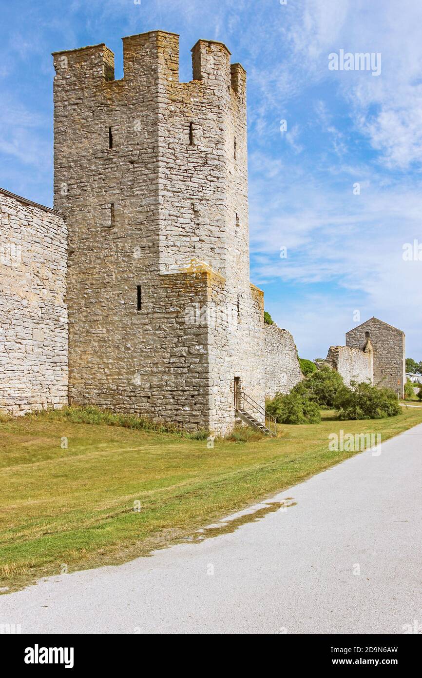 ruins of medieval Visborg castle in visby sweden Stock Photo - Alamy