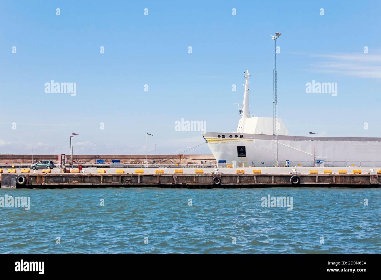 seascape with boat and ferry at harbor in Visby Sweden Stock Photo - Alamy