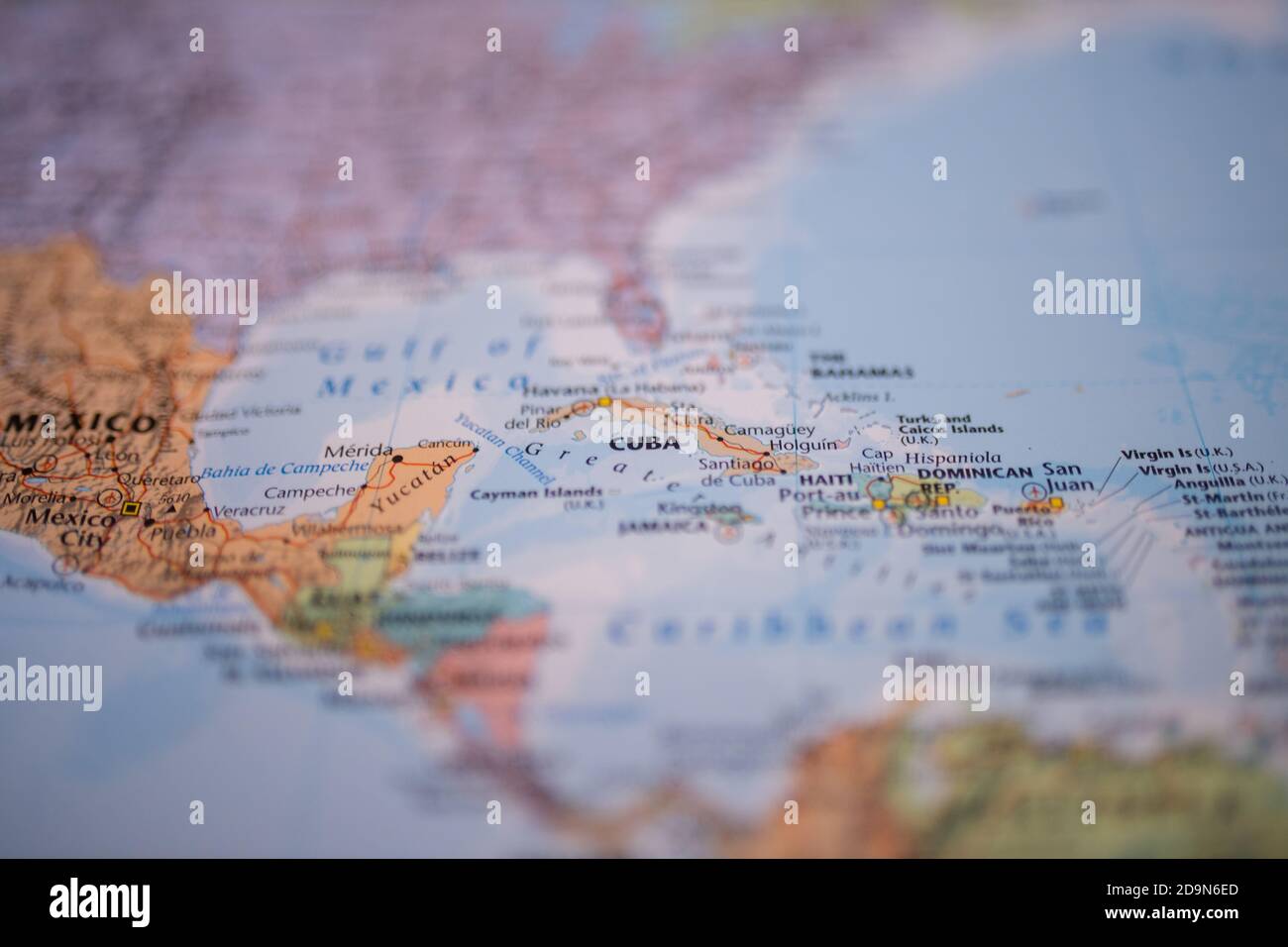 Cuba on a colorful map of the Lucayan Archipelago with its main routes ...