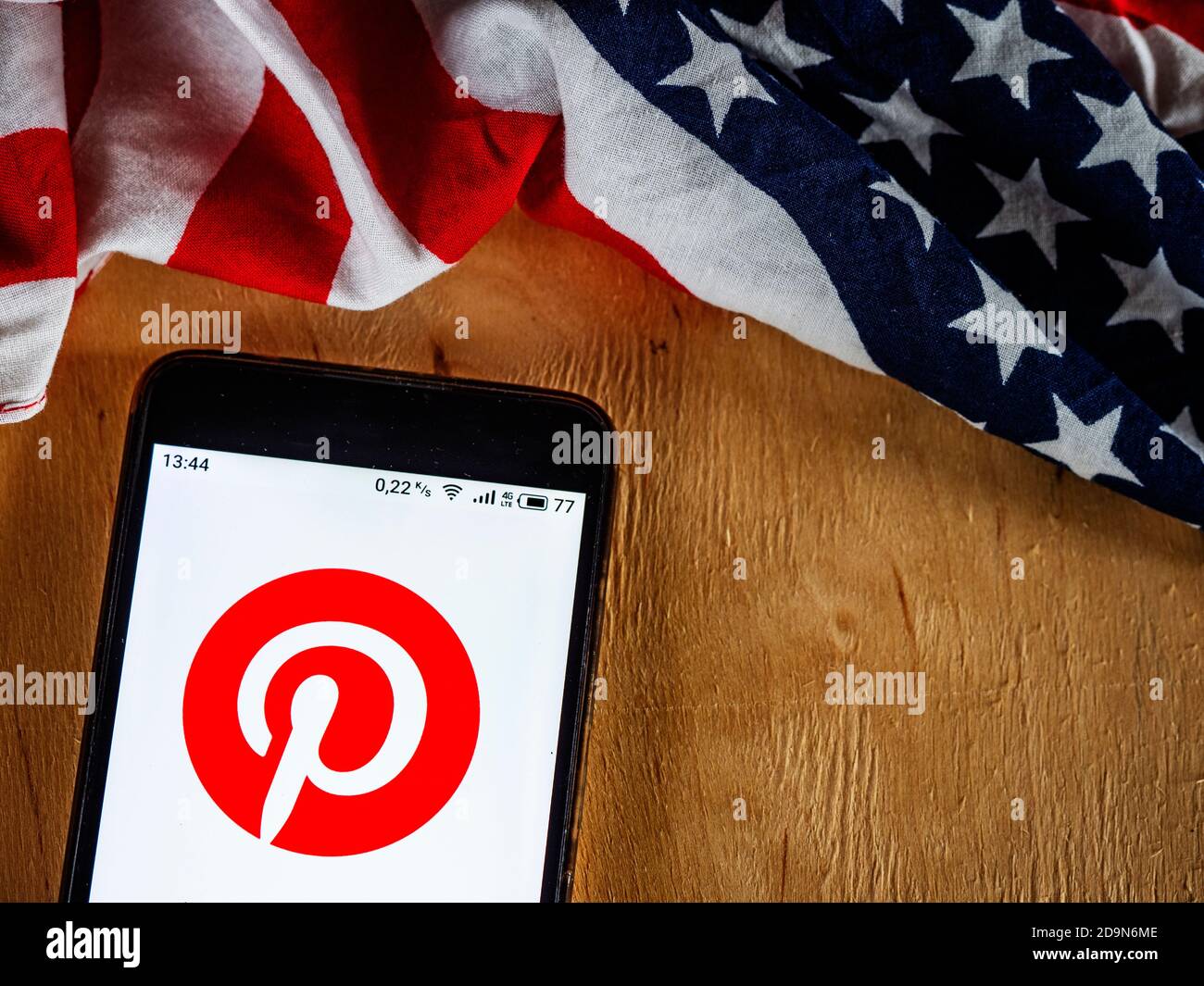 In this photo illustration a Pinterest logo is seen displayed on a ...