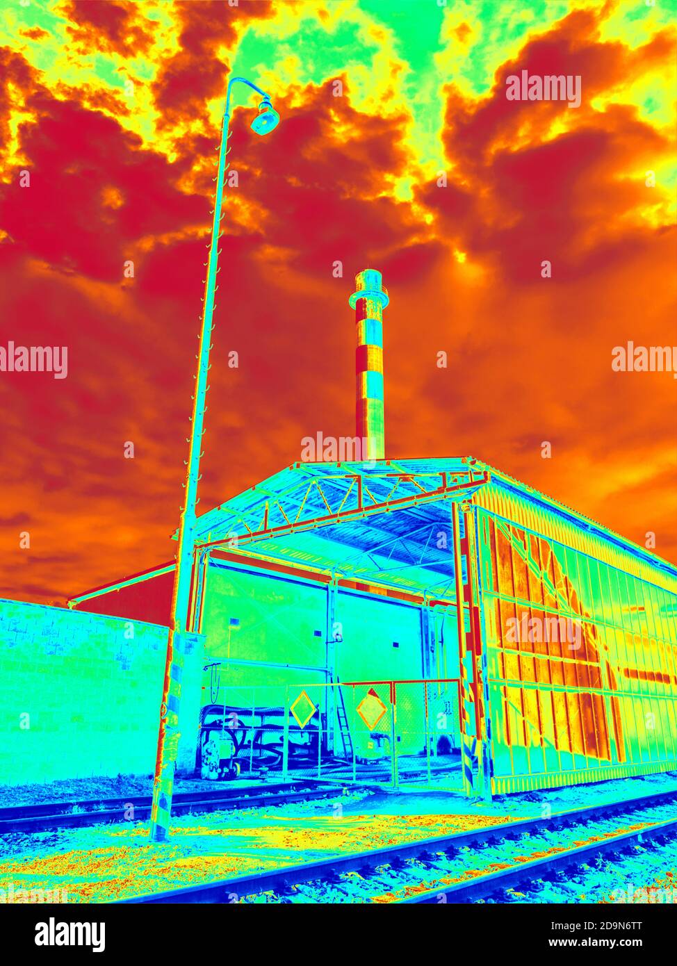 Thermal color spectre scale of town heating plant. Fuel oil combustion ...
