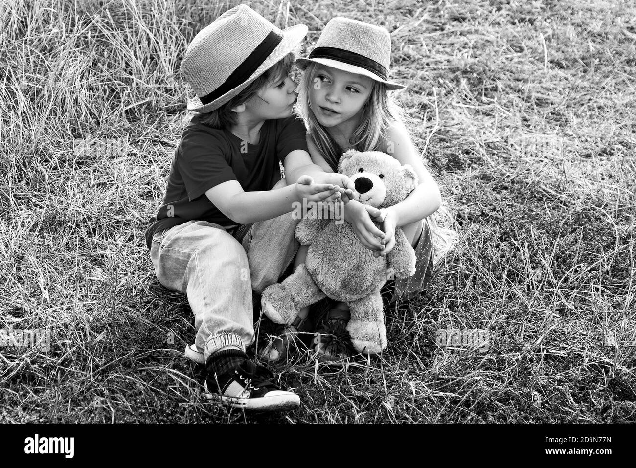 Cute little children enjoying on farm. American farm life. Happy ...