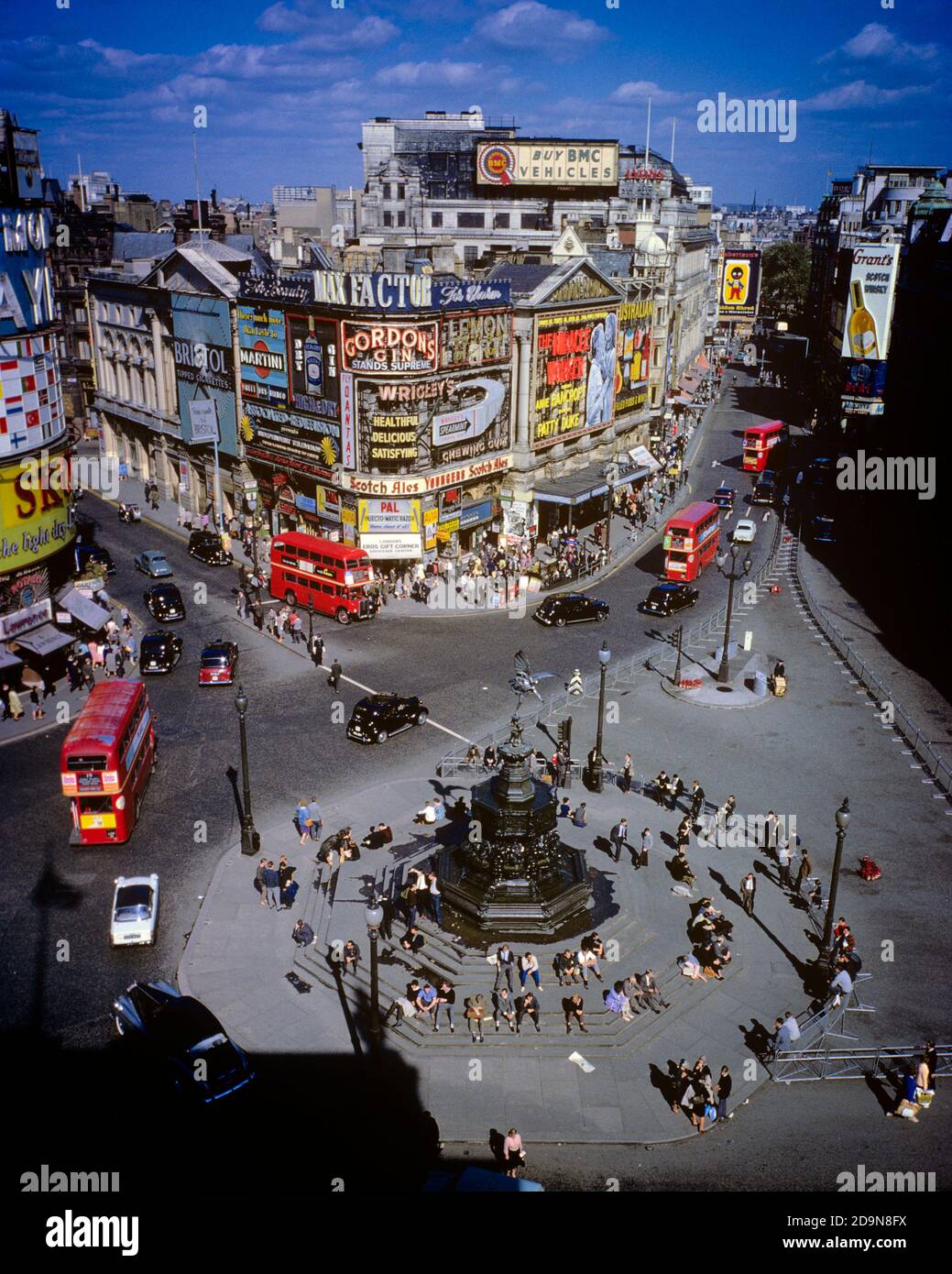 1960s ELEVATED VIEW PICCADILLY CIRCUS IN WEST END OF LONDON ENGLAND ...