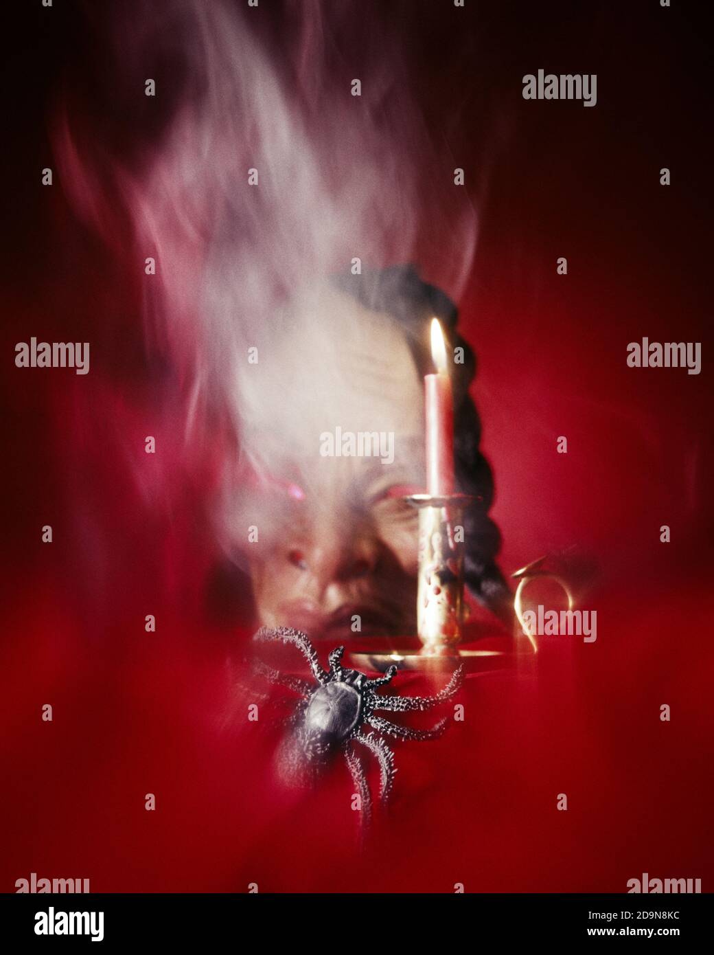 1970s SPOOKY STILL LIFE SCORPION LIKE BLACK SPIDER BURNING CANDLE ...