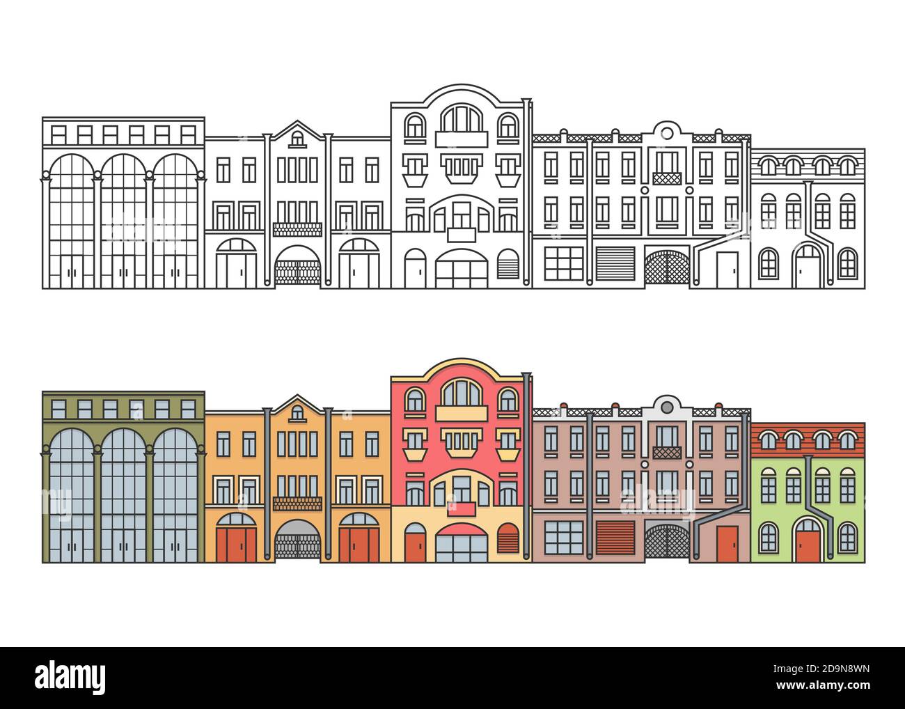 Skyline old houses in Stock Vector Images - Alamy