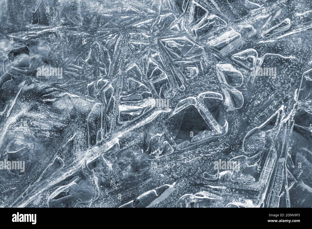 Nature background. Closeup image of ice patterns on the surface of ...