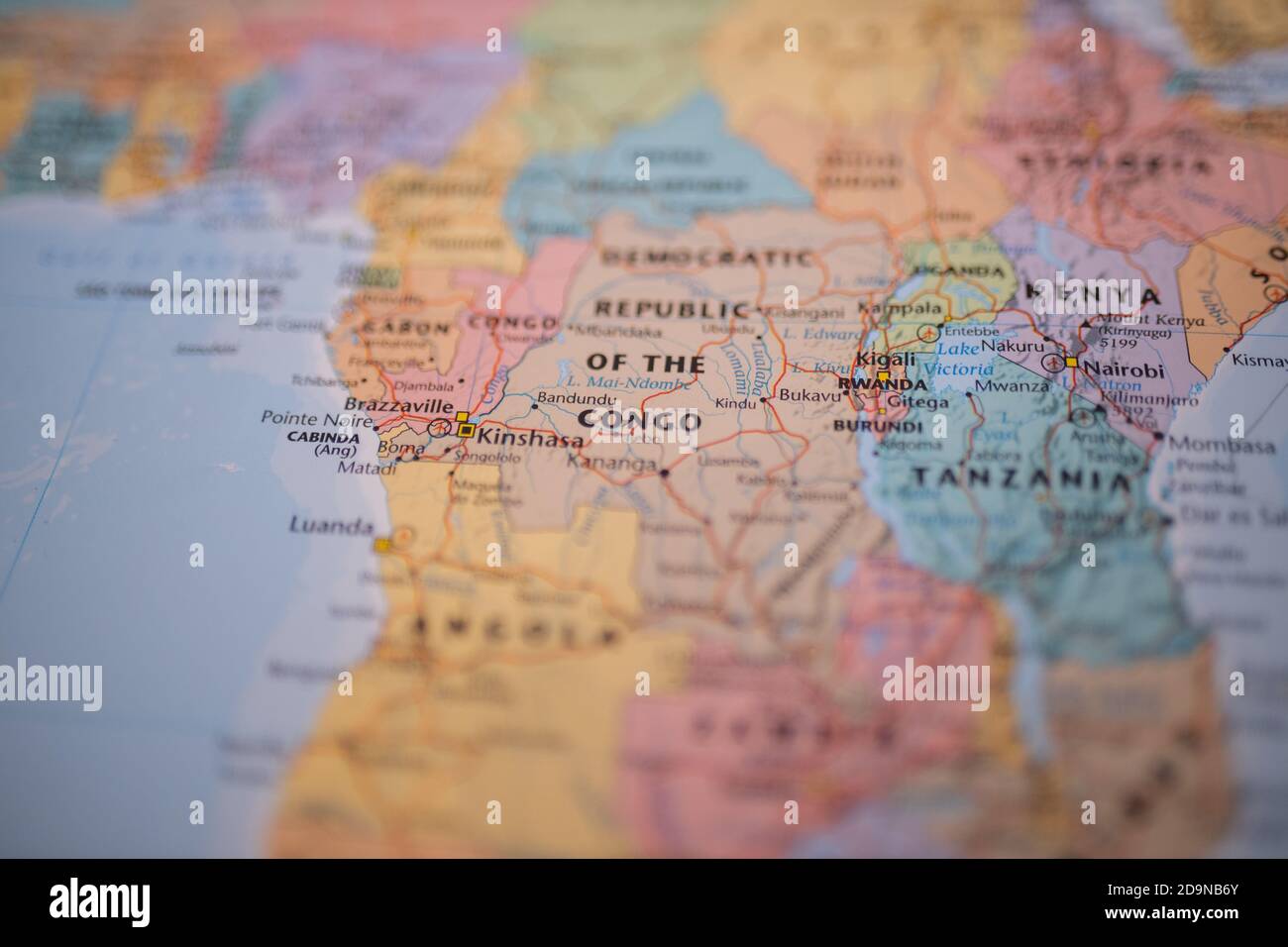 Kinshasa and The Democratic Republic of the Congo on a colorful map of ...