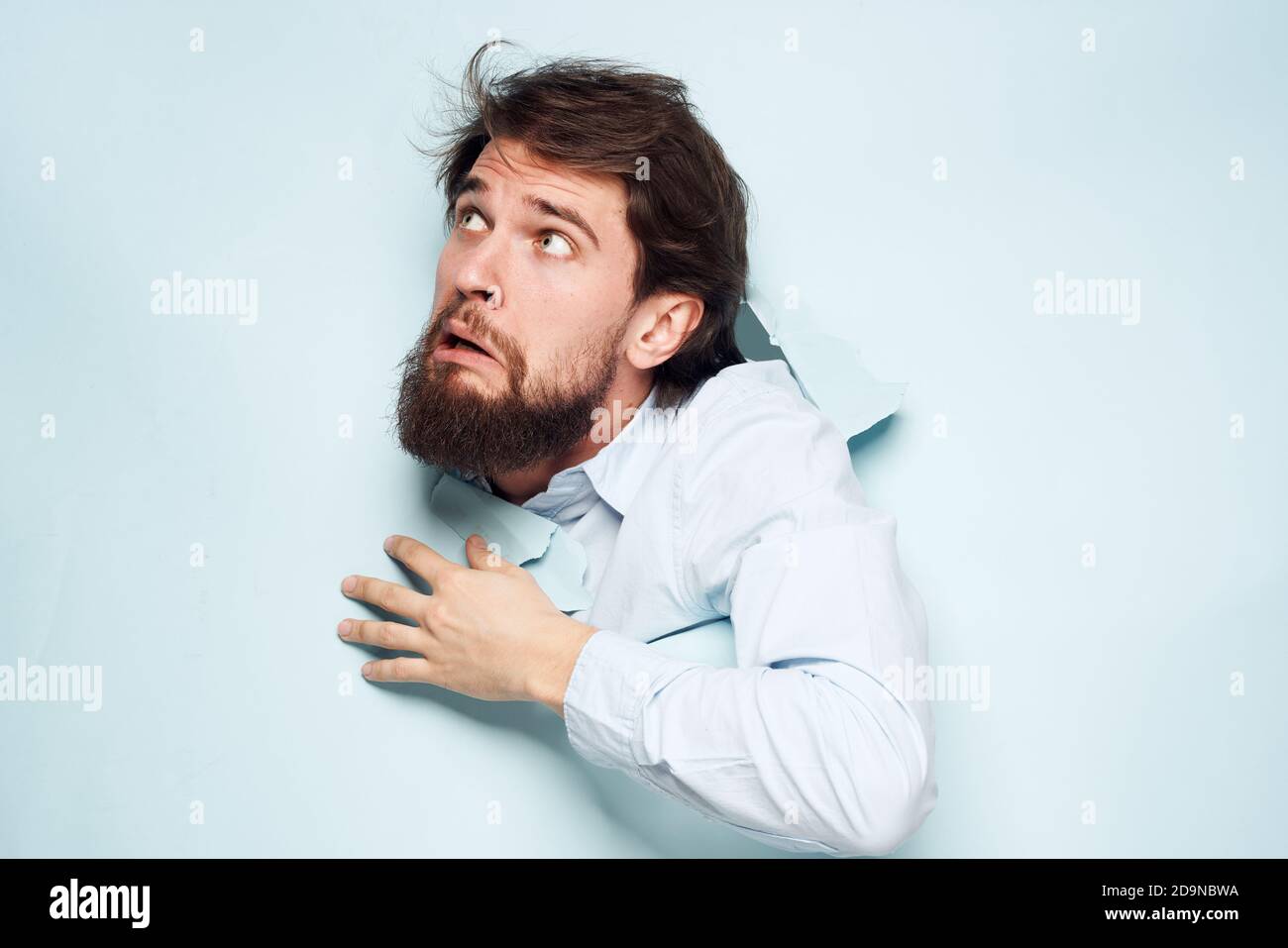 Dissatisfied man gestures with hand emotions career office work Stock ...