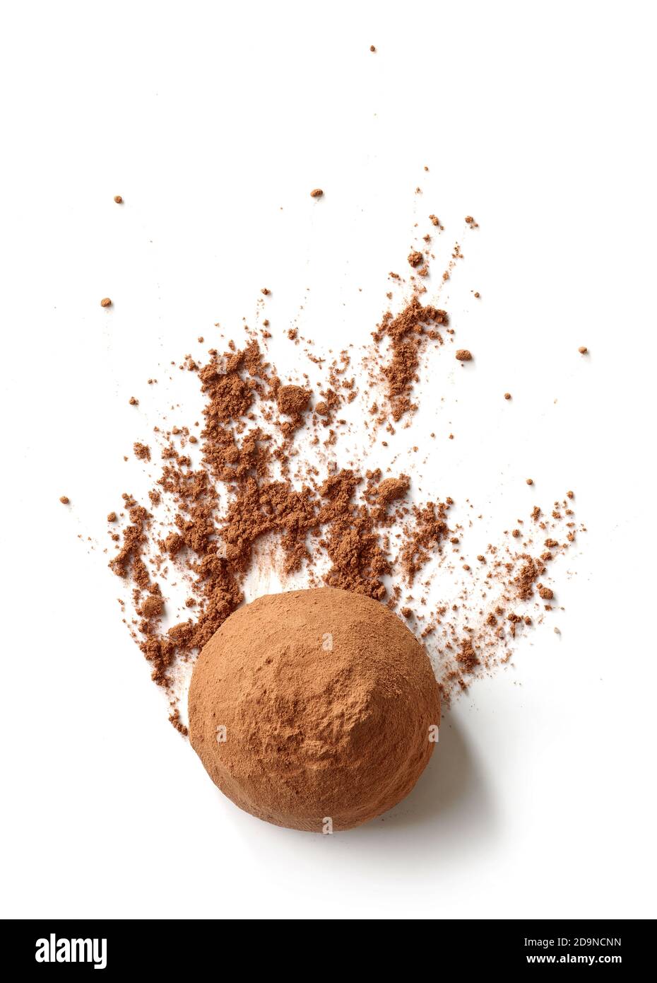 chocolate truffle and powder isolated on white background, top view ...