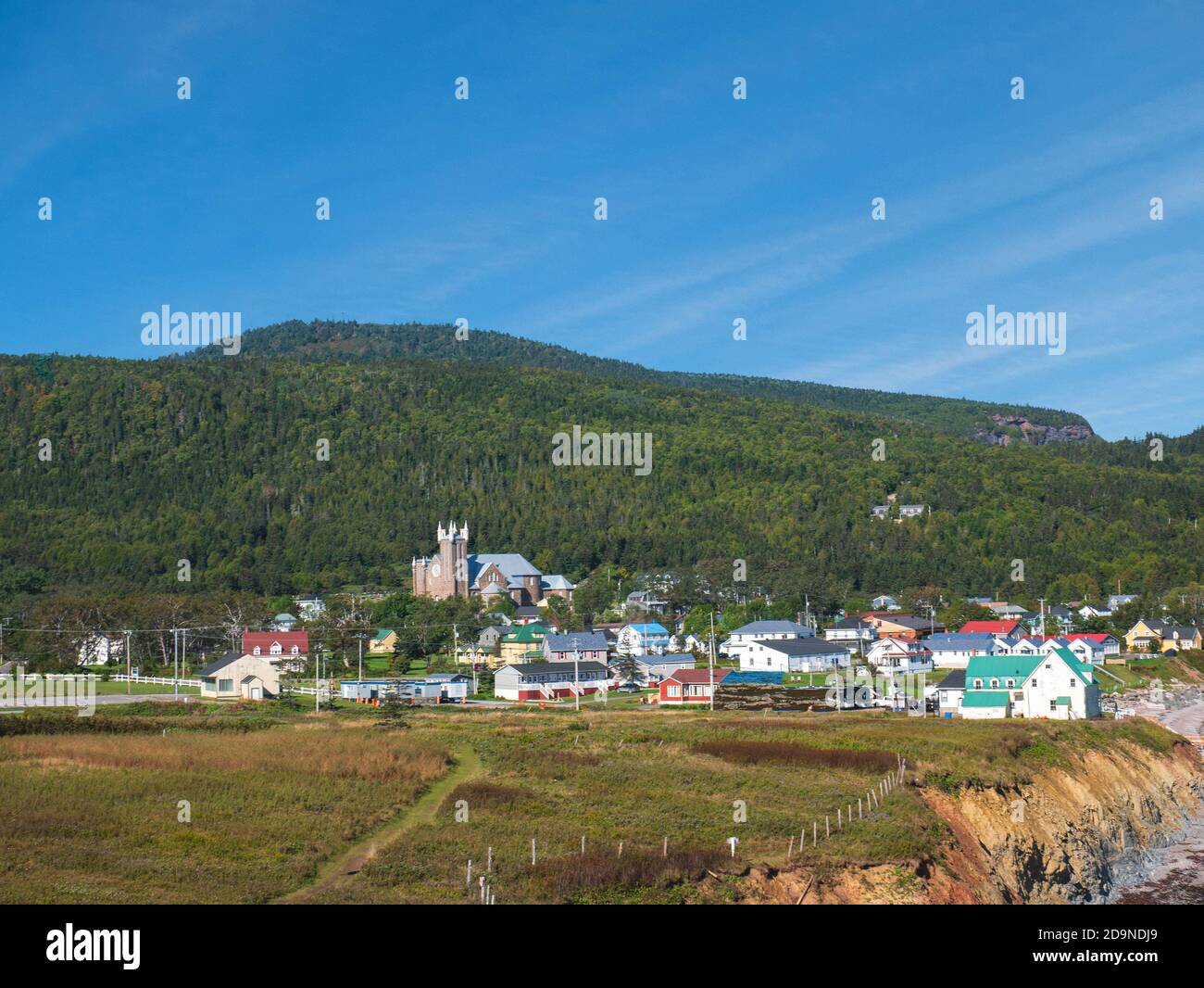 View on the Perce town, a popular spot for tourists. Perce, Quebec ...