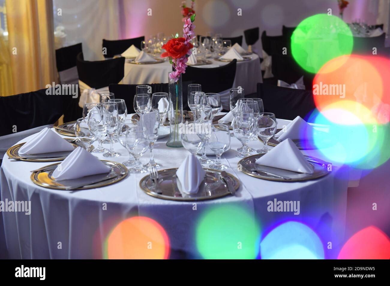 Closeup of a separate table decorated for the wedding ceremony Stock ...