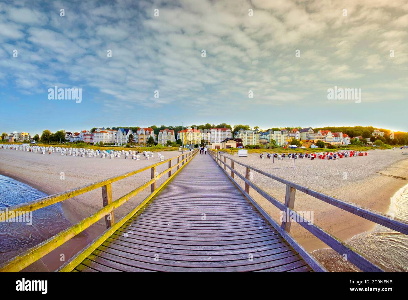 On the pier in Bansin with a view of the promenade, Mecklenburg-Western ...