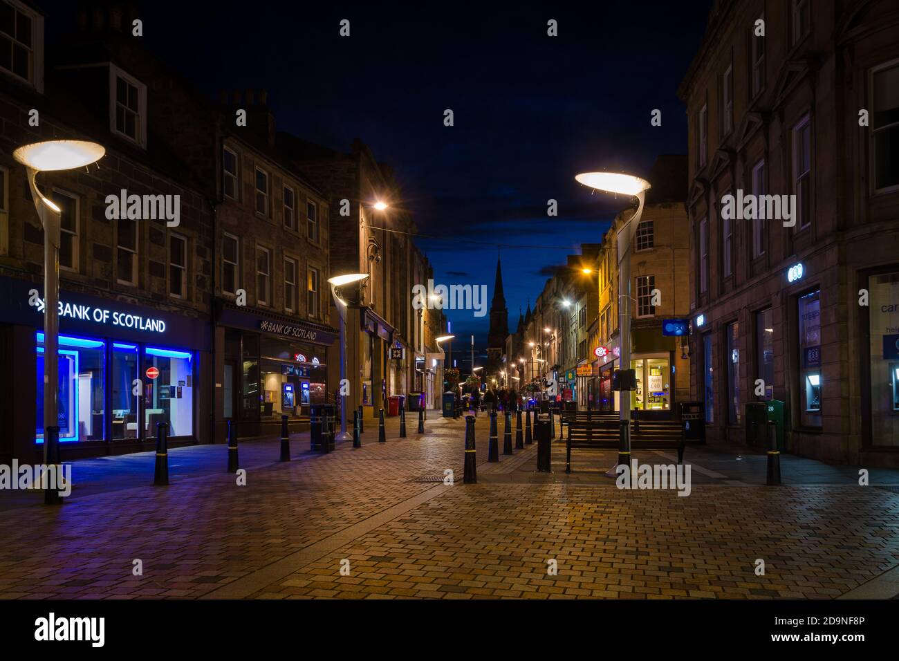Inverness city center street at night, Scotland, United Kingdom Stock ...