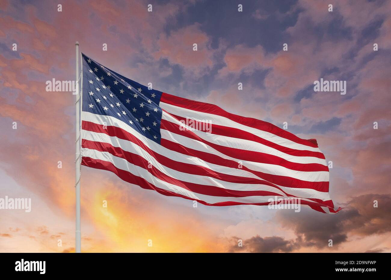 American Flag on Brilliant Sky Stock Photo - Alamy