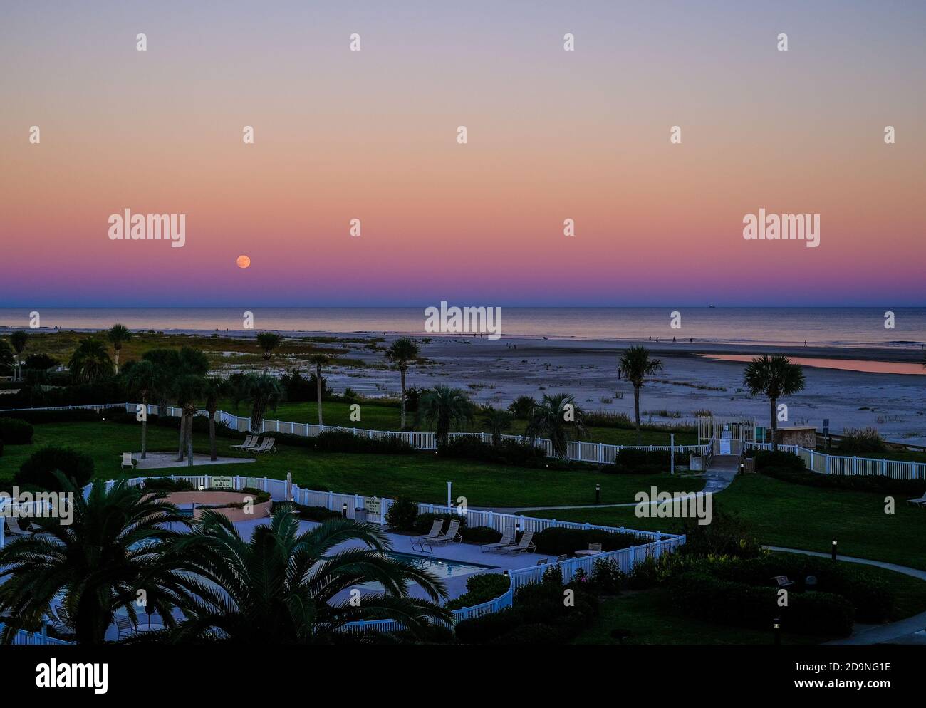 Tropical Resort at Moonrise Stock Photo - Alamy