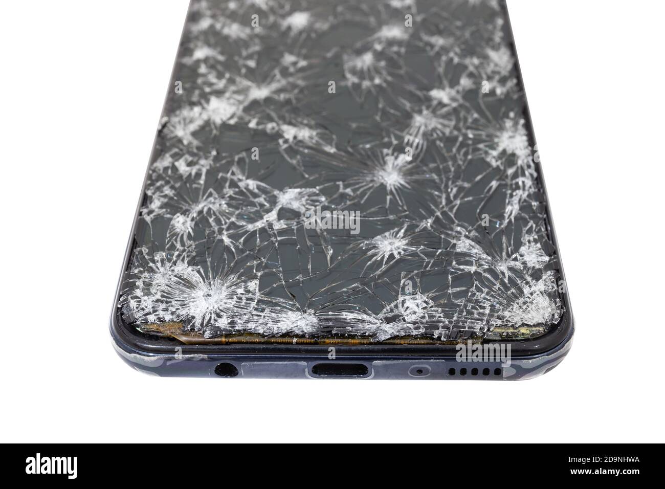 Closeup of Modern mobile smart phone with broken, cracked screen ...