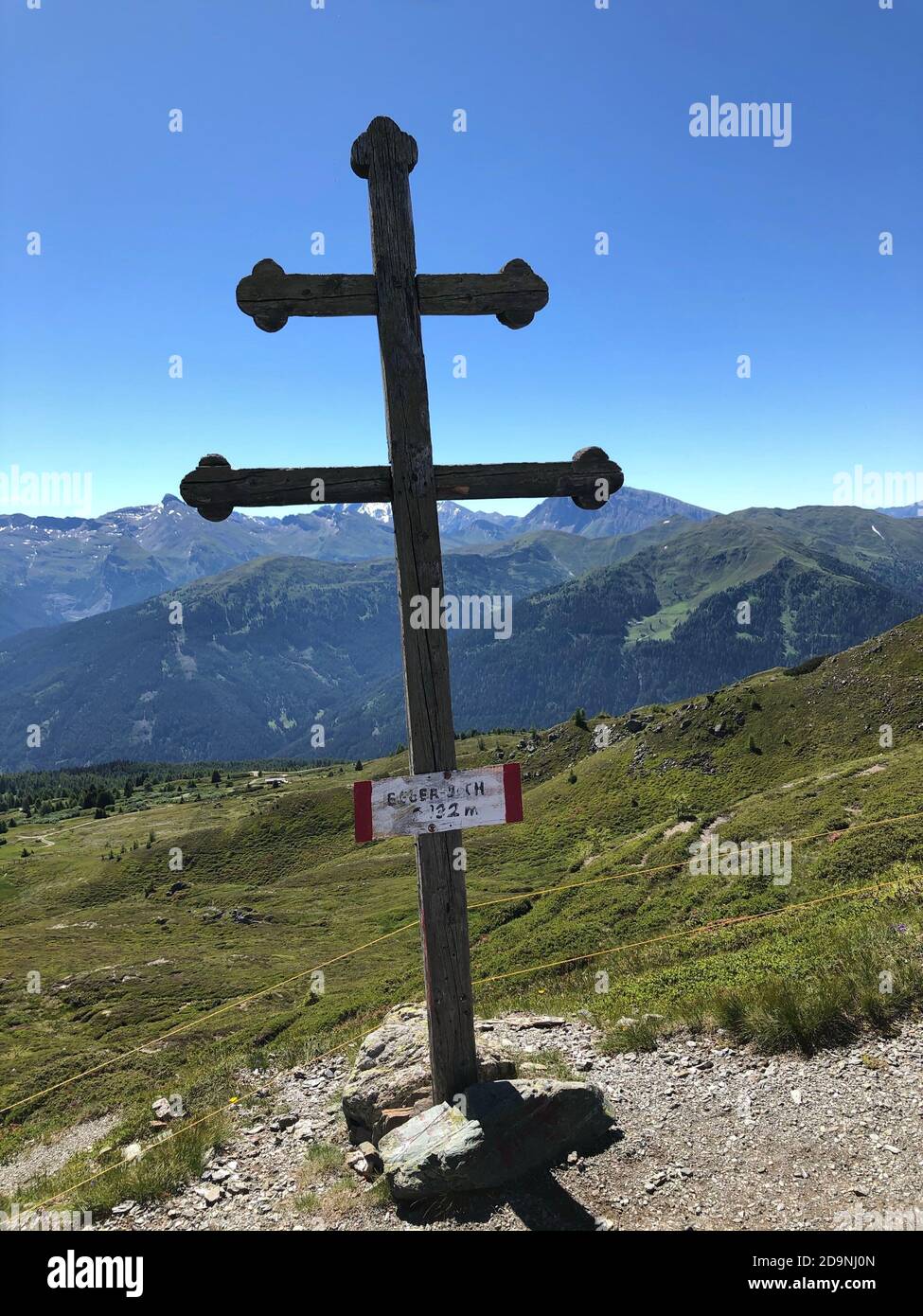 Summit cross, Eggerjoch, Stubai Alps, Steinach am Brenner, Tyrol Stock ...