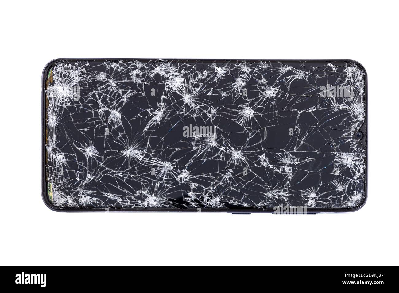 Closeup of Modern mobile smart phone with broken, cracked screen ...