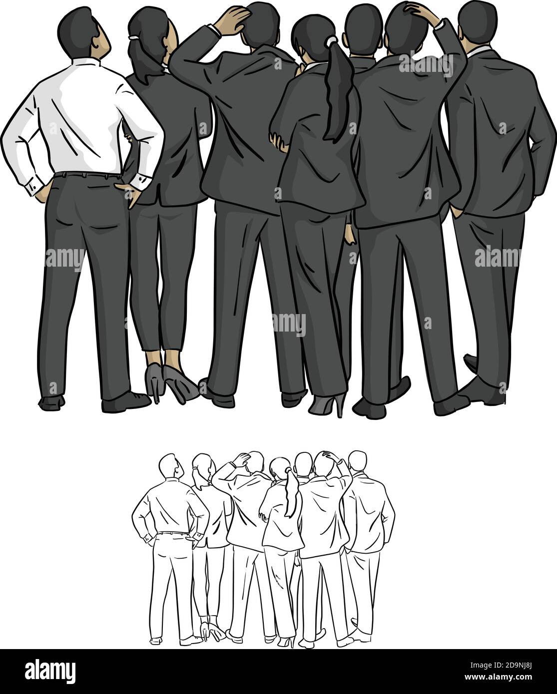 People Looking Up Drawing