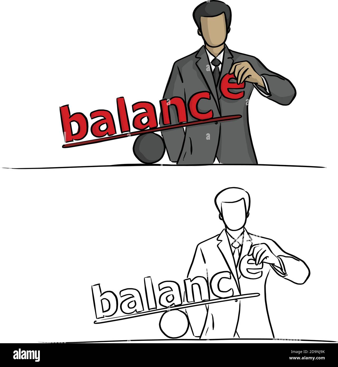 businessman making balance vector illustration sketch doodle hand drawn ...