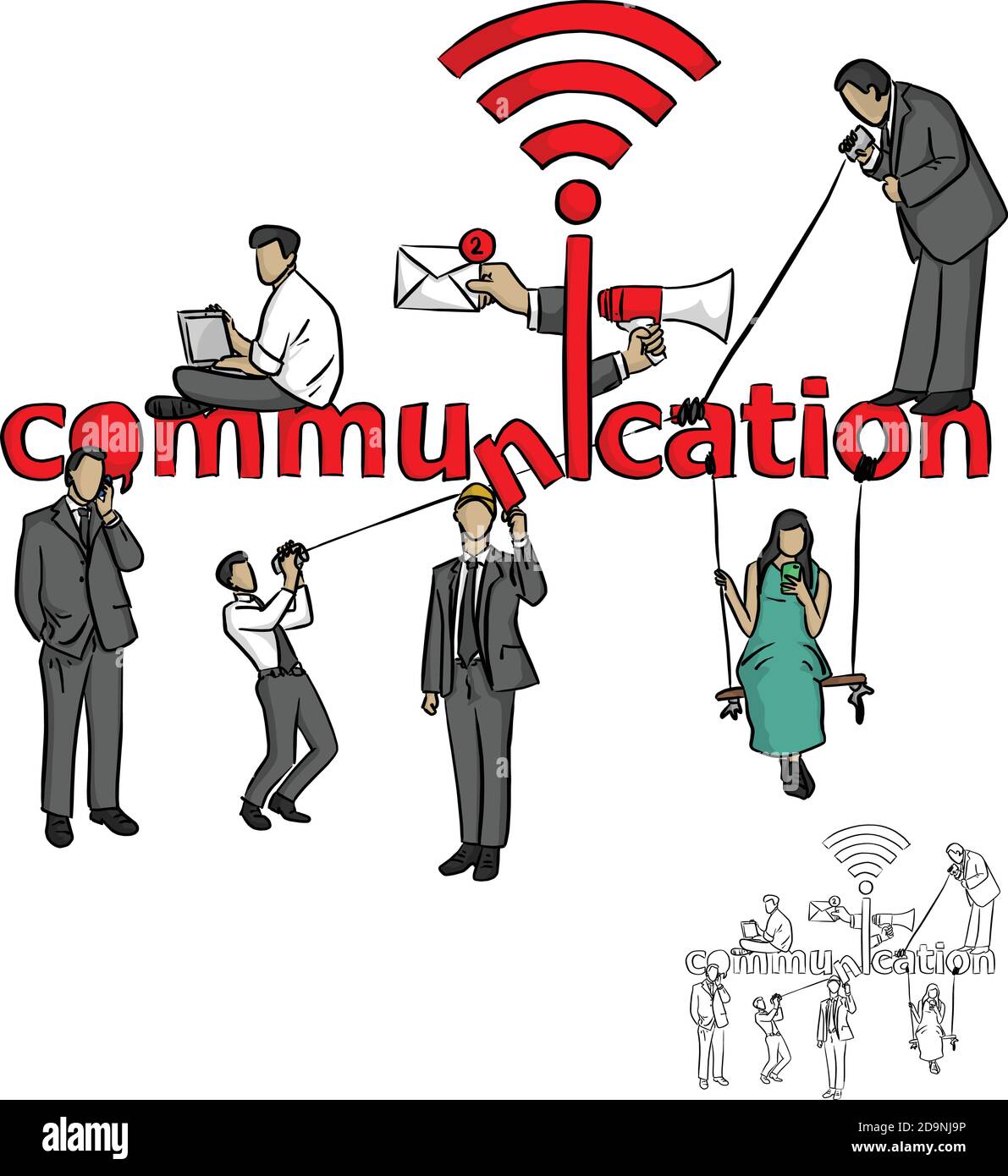 people with communication concept vector illustration sketch doodle ...