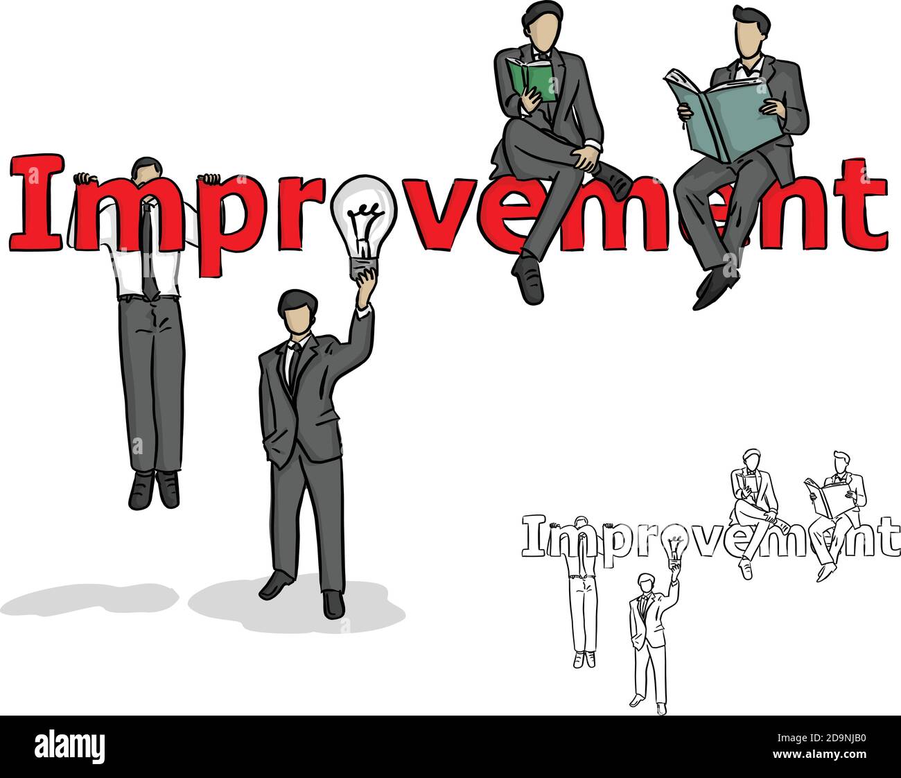 businessman making improvement vector illustration sketch doodle hand ...