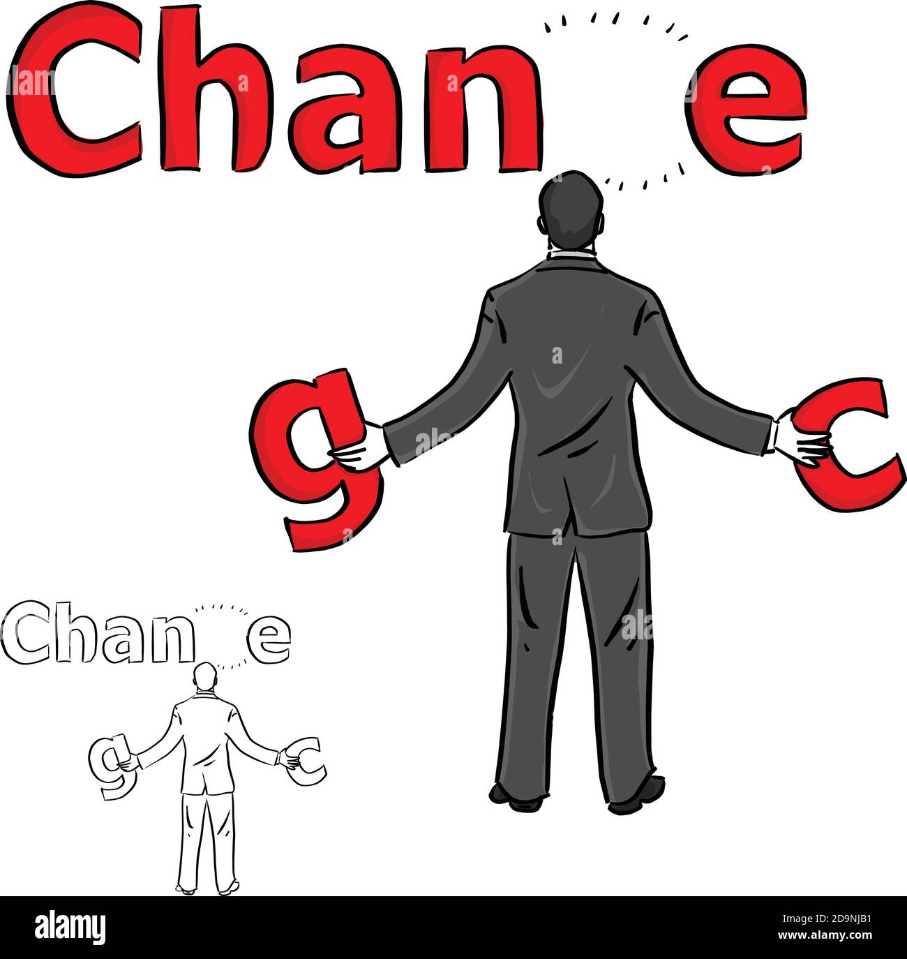 businessman choosing the red word between change and chance vector ...